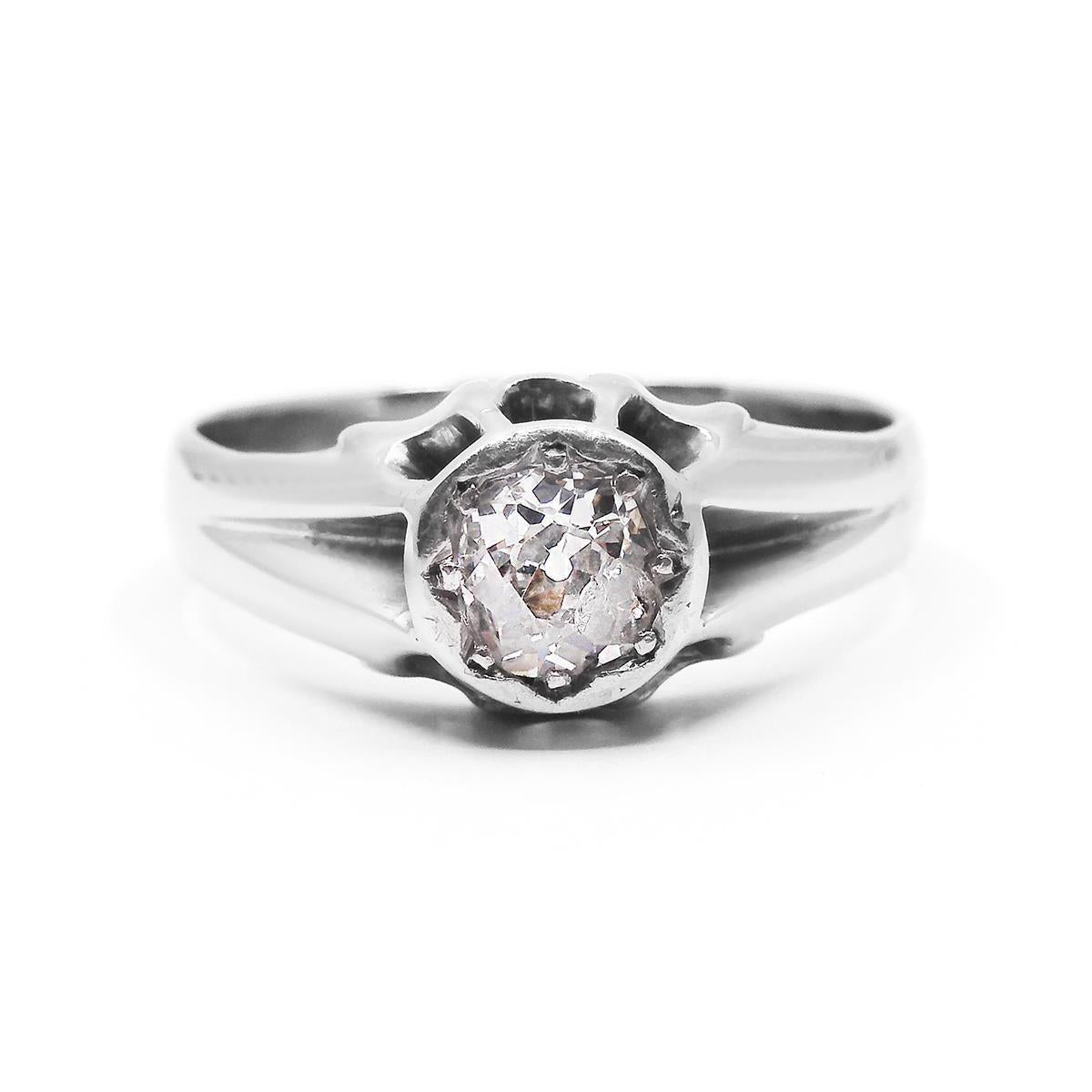 0.46ct Cushion Cut Diamond Solitaire Ring | Pre-Loved | 18K White Gold ...