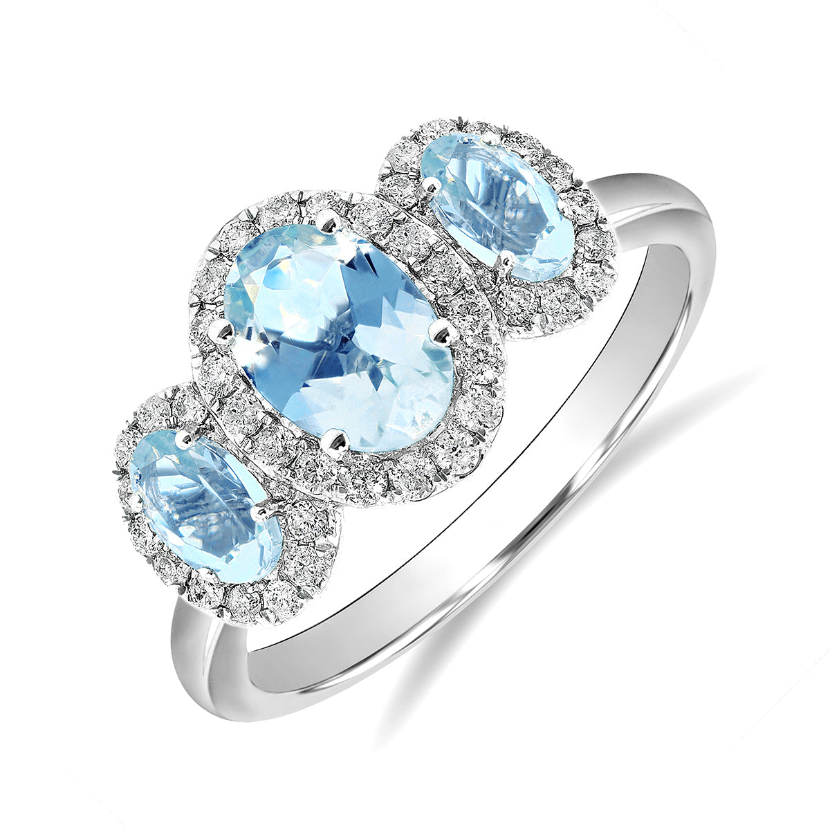 Rosa Mer Collection 1.13ct Aquamarine & Diamond Halo Ring – Browns ...