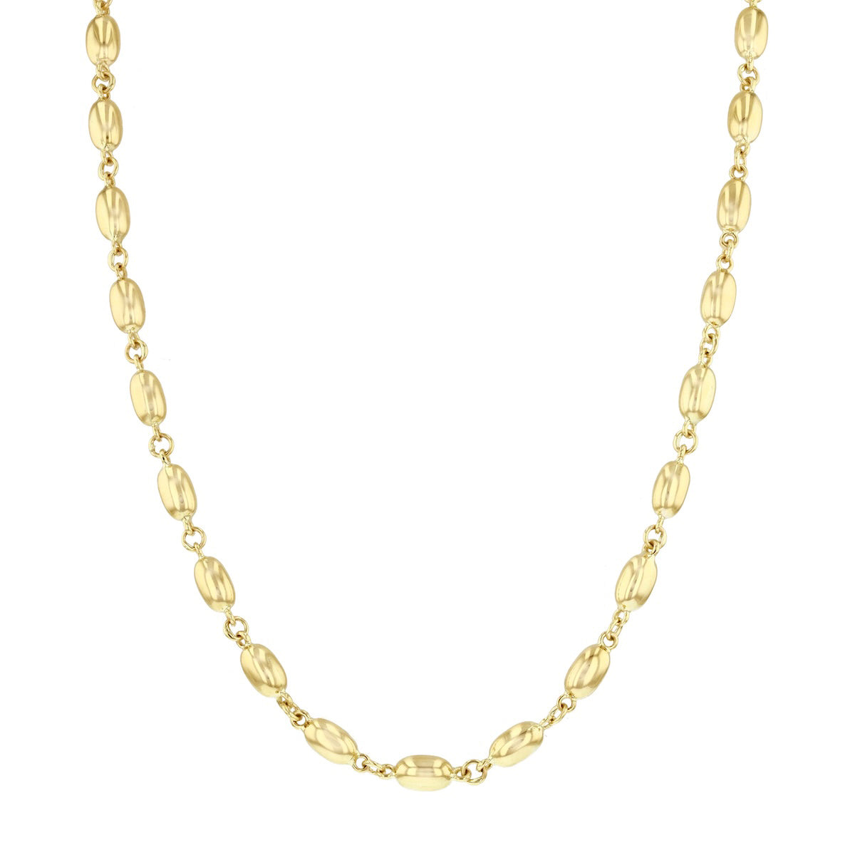 Soleil Collection 18" Elongated Bead Shaped Collarette | 9K Yellow Gol ...