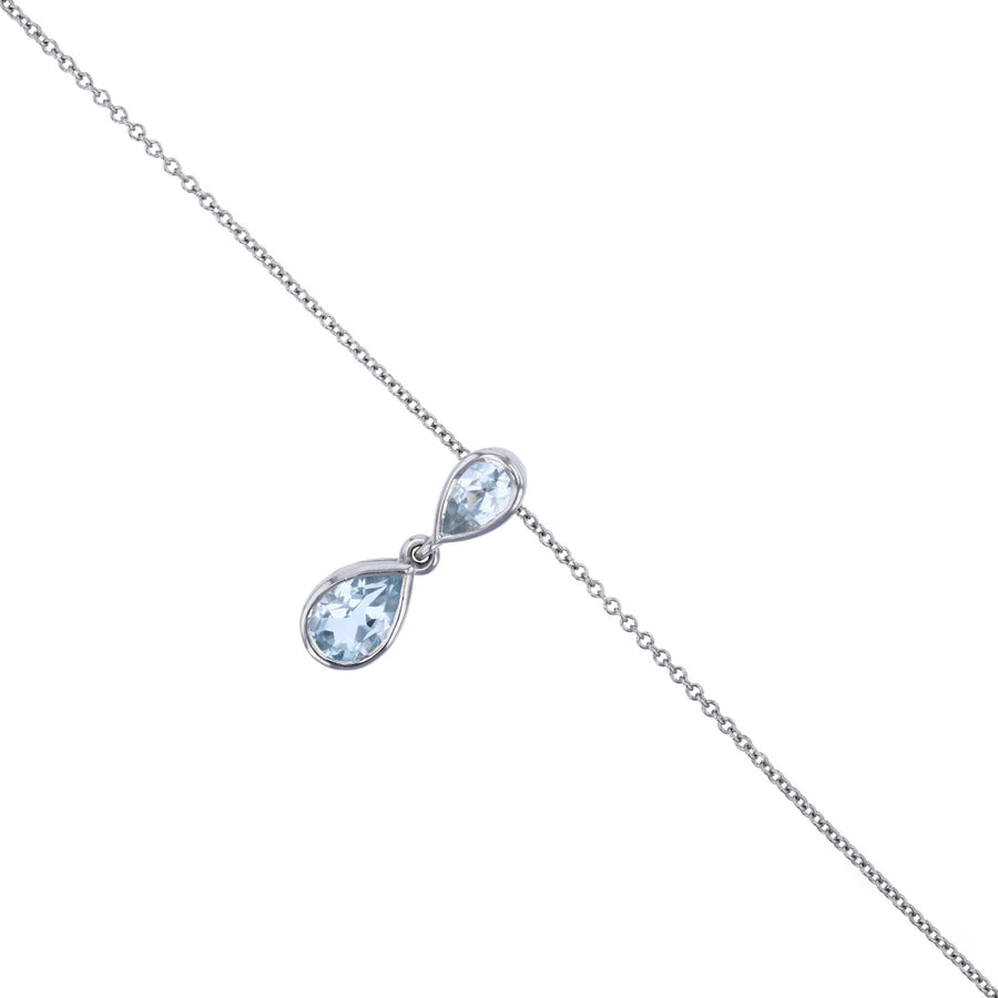 Birthstone Collection 18" 0.50ct Aquamarine Double Pear Drop Necklace ...
