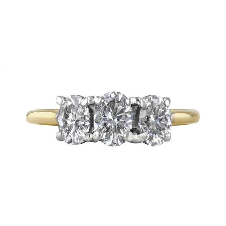 1.31ct Oval Cut Diamond Three Stone Engagement Ring | Pre-Loved | 18K ...