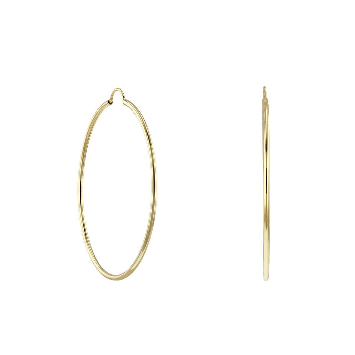 Soleil Collection 40mm Plain Flexible Hoop Earrings | 9K Solid Yellow ...