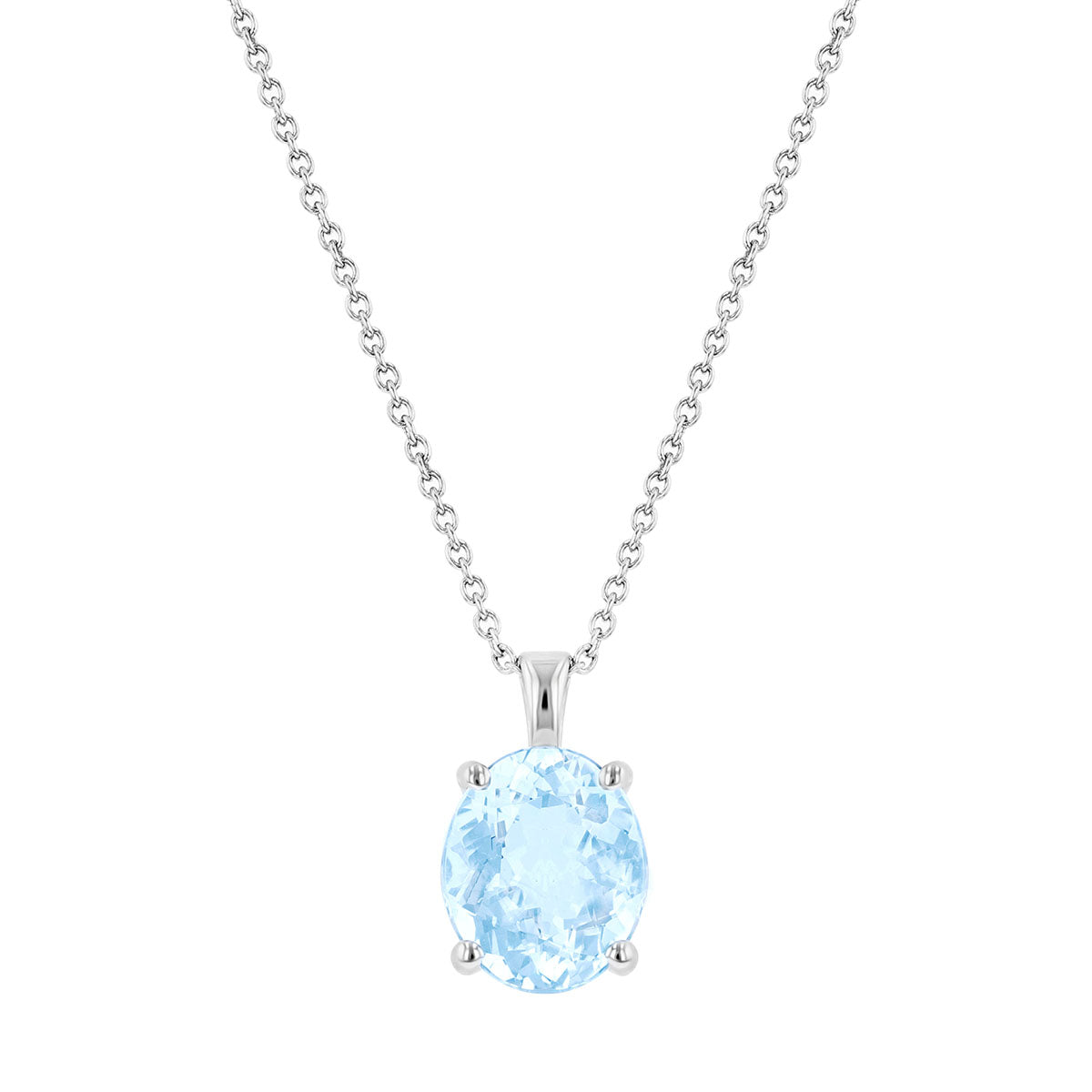 Riviera Collection 3.85ct Oval Aquamarine Pendant & Chain | 9K White G ...